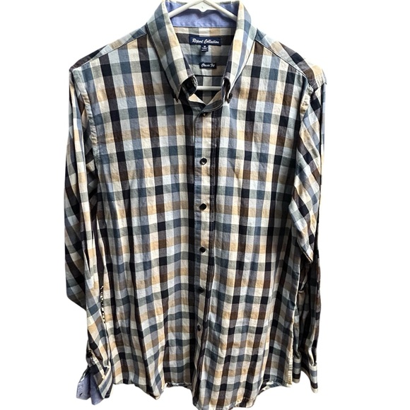 Report Collection | Shirts | Mens Checkered Shirt Navy Light Blue And ...